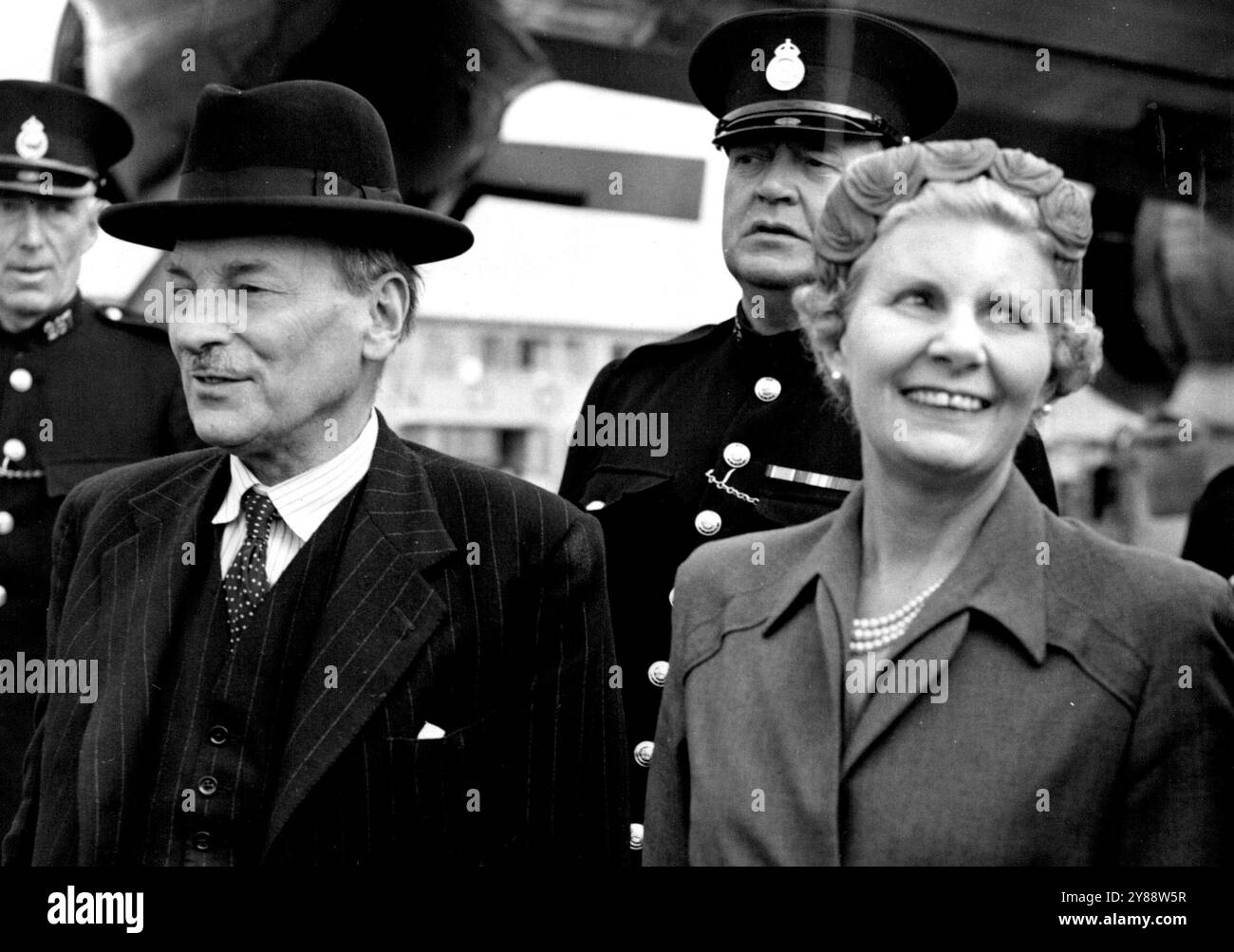 Mr. Attlee Home -- Mr. and Mrs. Attlee seen at London Airport this ...
