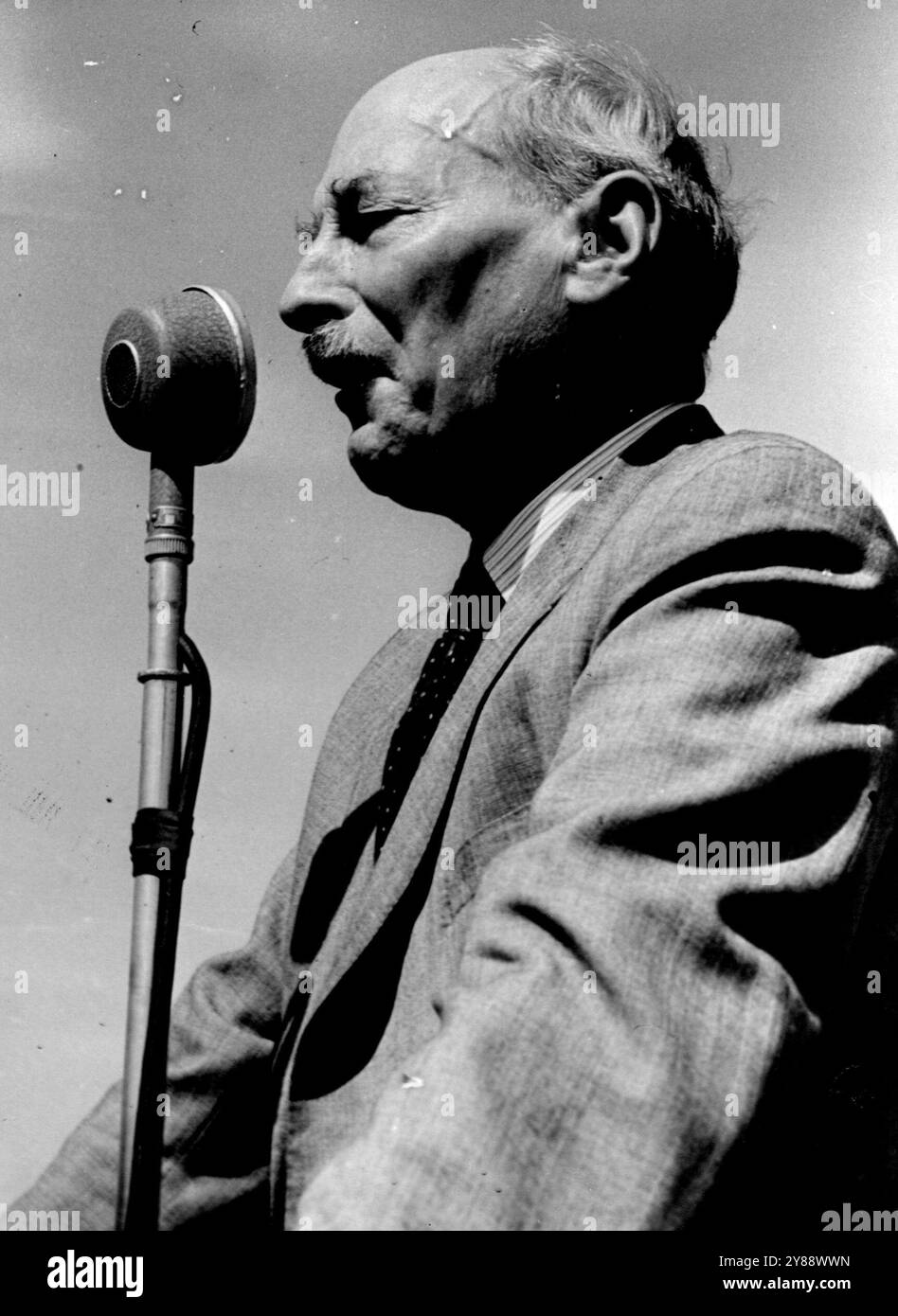 Durham Miners Gala -- Mr. Attlee, who was guest of honer, speaking to ...