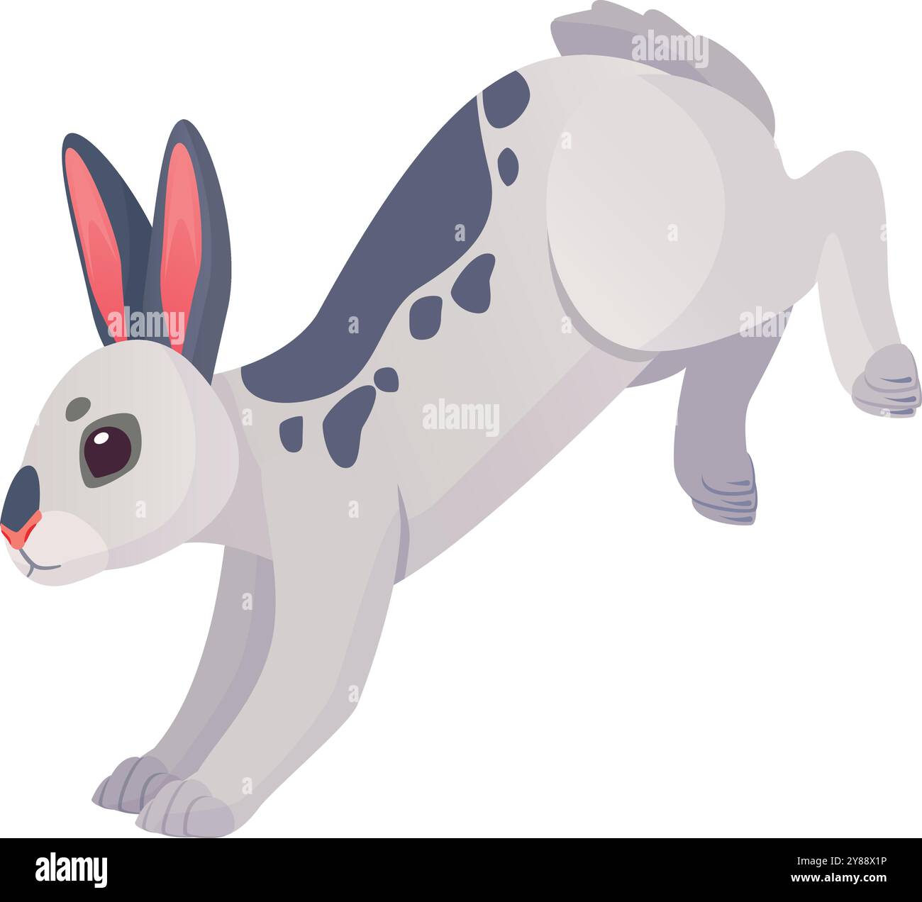 Wild hare jumping. Cute fauna. Zoo animal isolated on white background ...