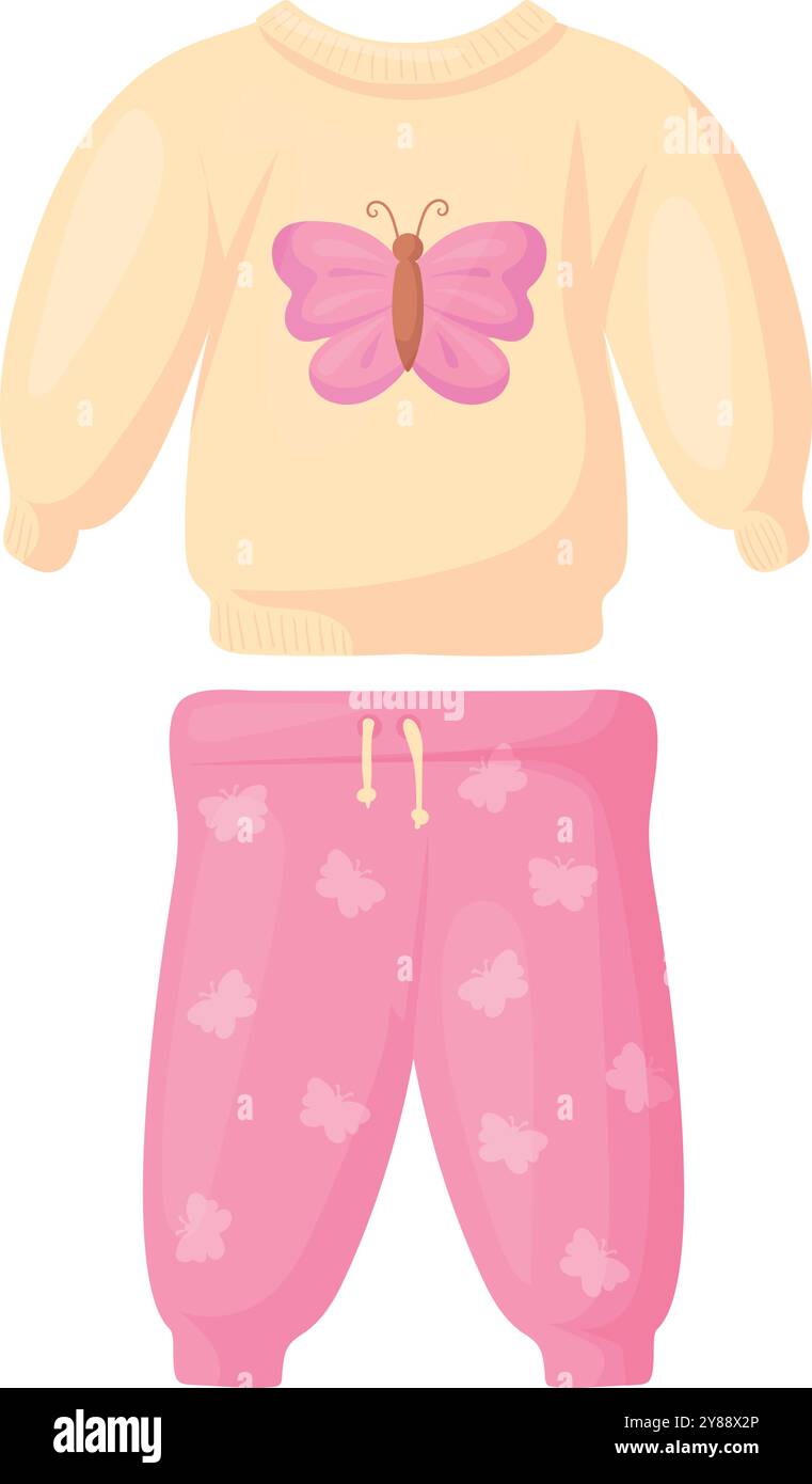 Kid pajamas. Cute girlish pink cozy clothes isolated on white ...