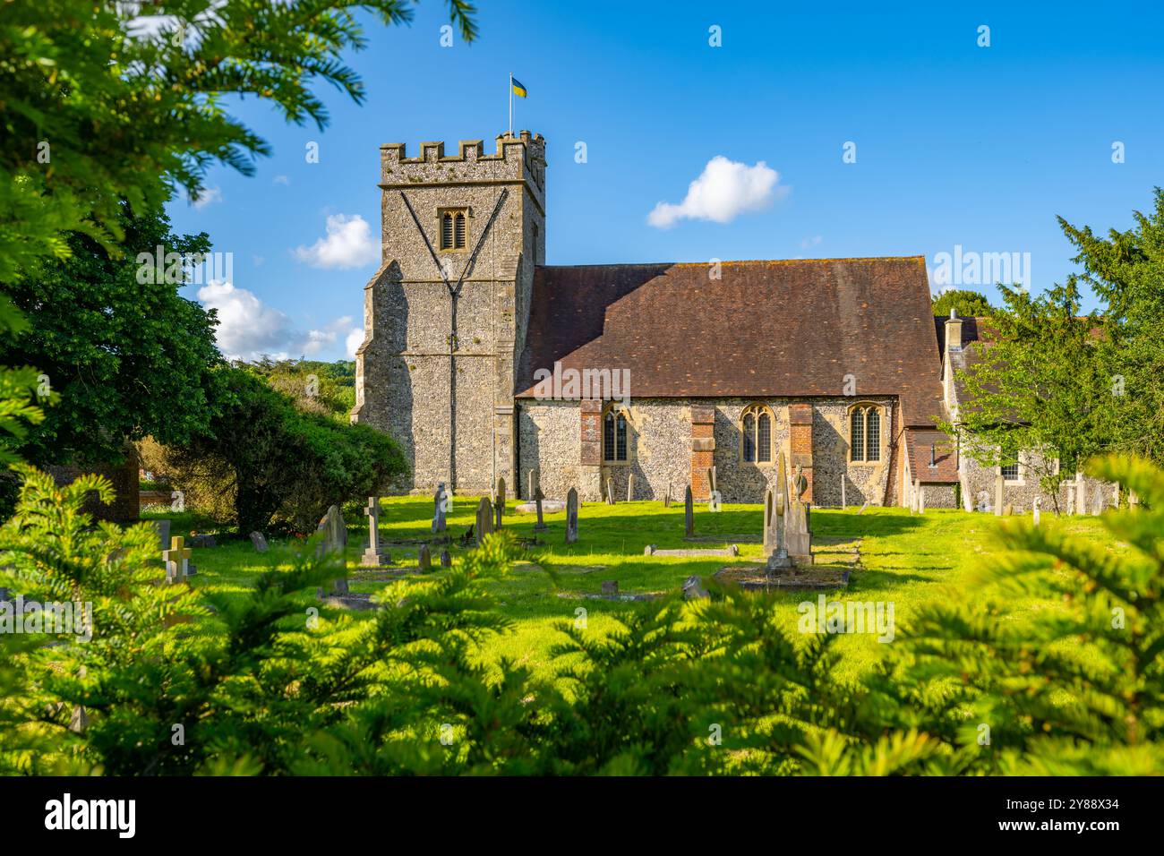 St Peters and St Pauls church Farningham Kent on a summers day Stock ...