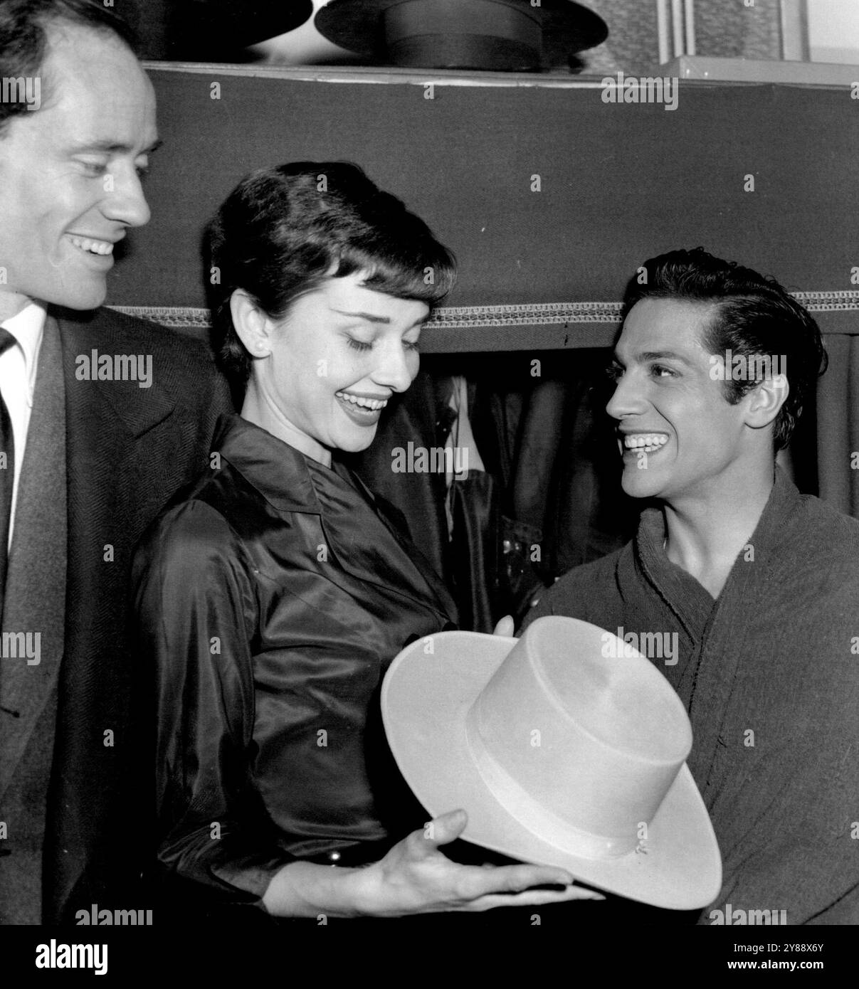 Audrey Goes Backstage -- Audrey Hepburn and husband Melr Ferrer, with ...
