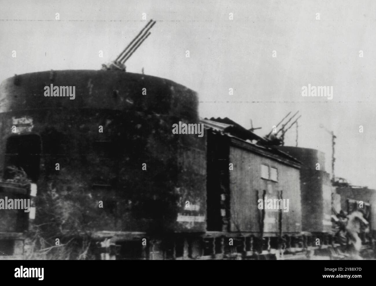 German Anti-Aircraft Train Knocked Out - A German Railway train ...