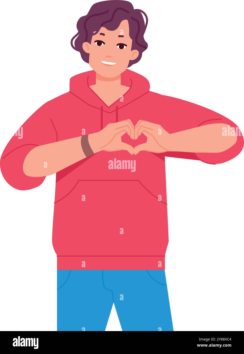 Guy show love gesture. Heart fingers sign isolated on white background ...