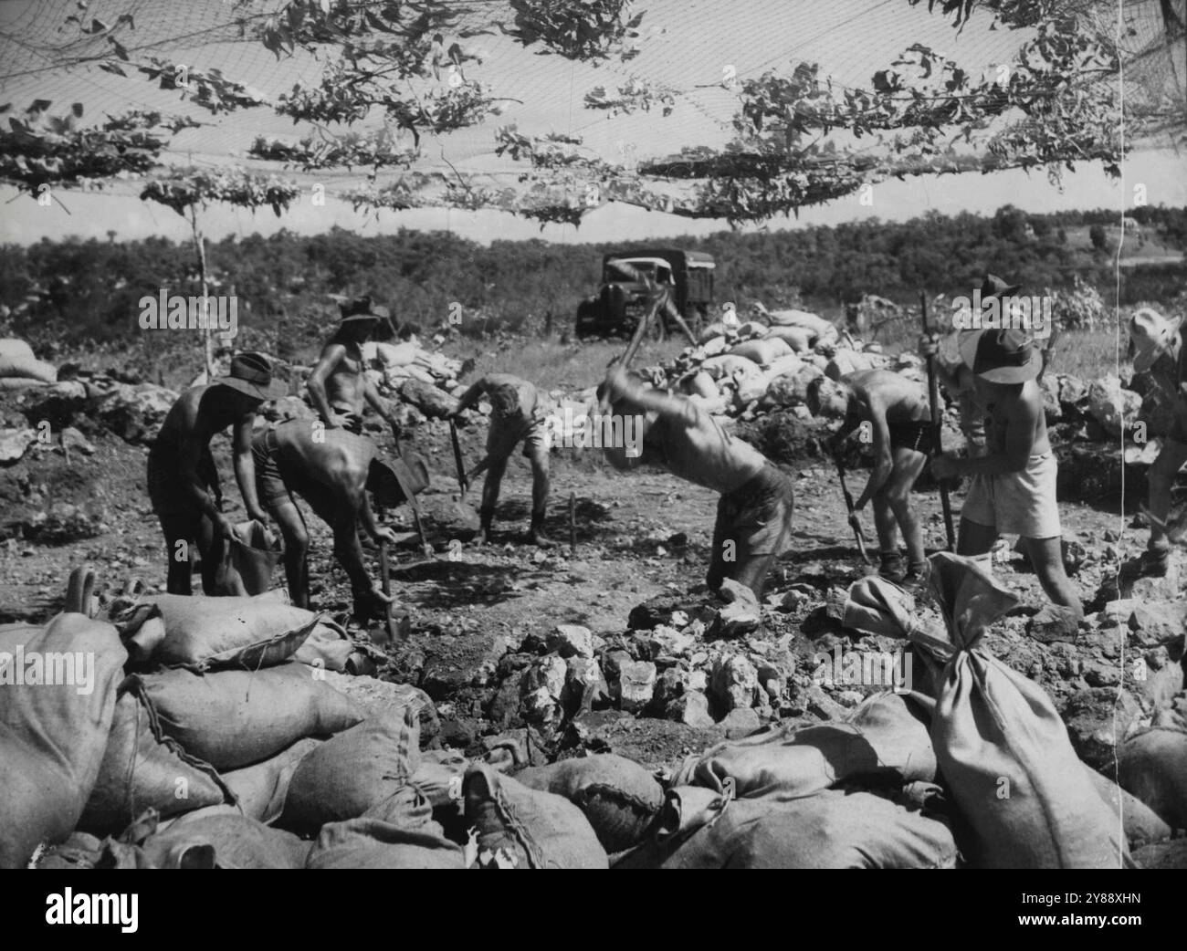 Darwin's defence preparations digging gun emplacements in solid rock ...