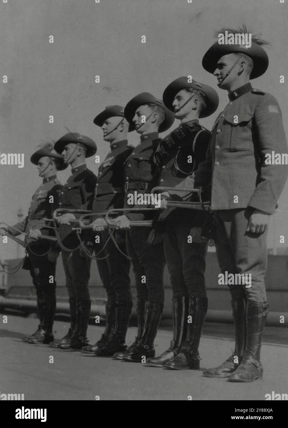 L to R: Sgt. J.E. Magee 1/21st L.H, Bdr. Chas Harnetty A.F.A., Bdr. C.R ...