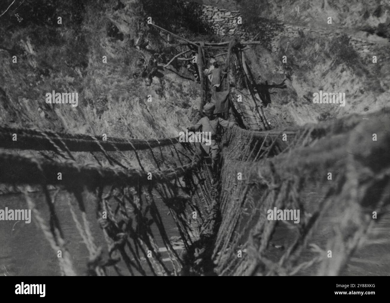 Rope Bridge in the Jungle.Rope Bridge over Himalayan river. April 02 ...