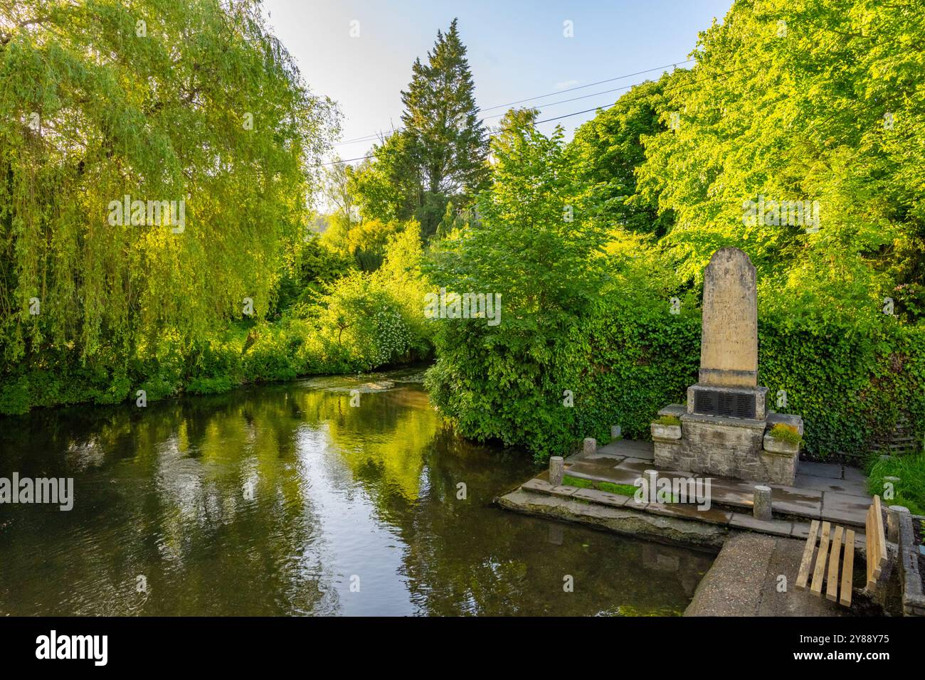 The war memorial and the Darent at shoreham Kent Stock Photo - Alamy