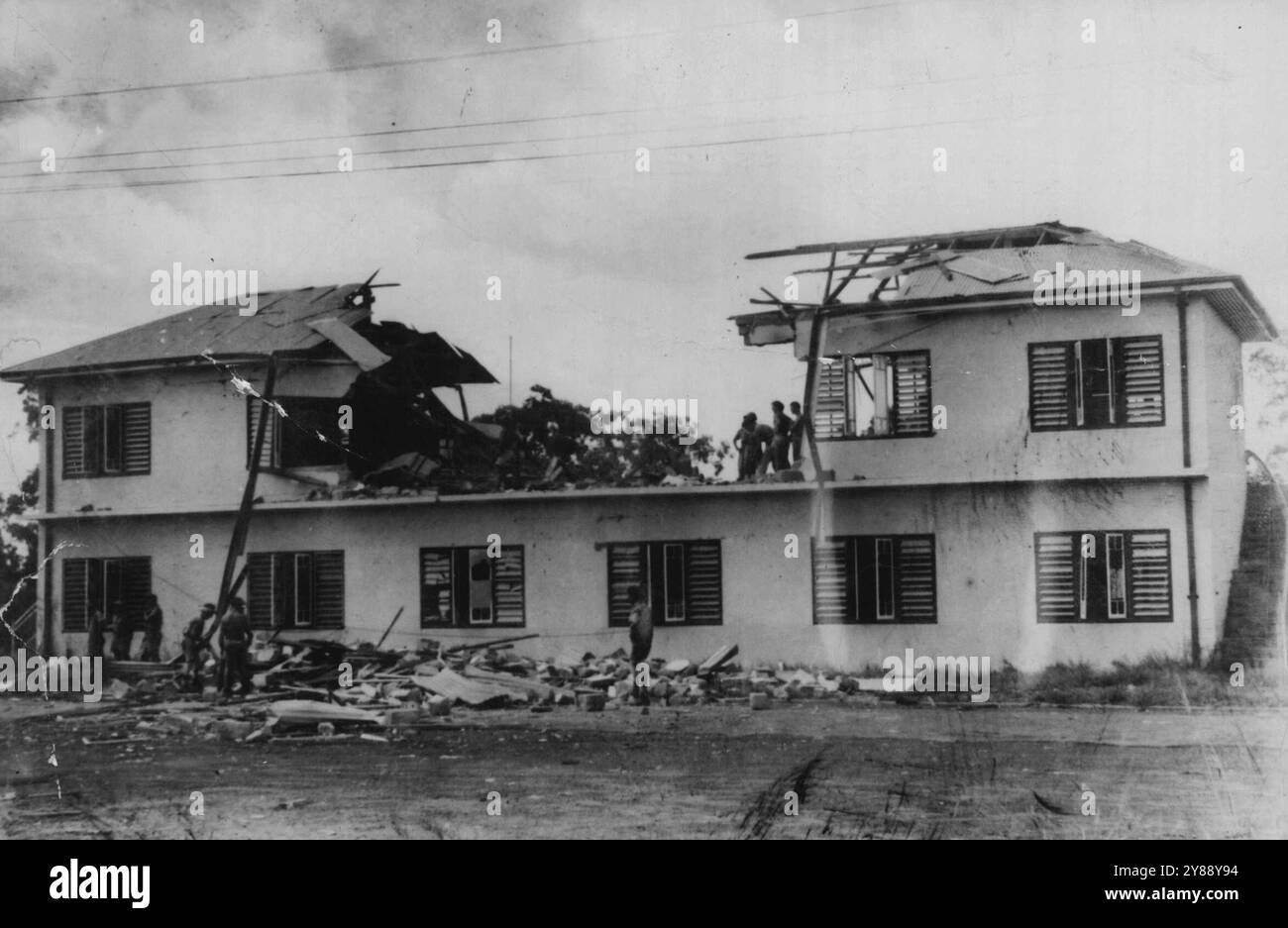 A Darwin building after the Japanese bombing. May 18, 1953 Stock Photo ...