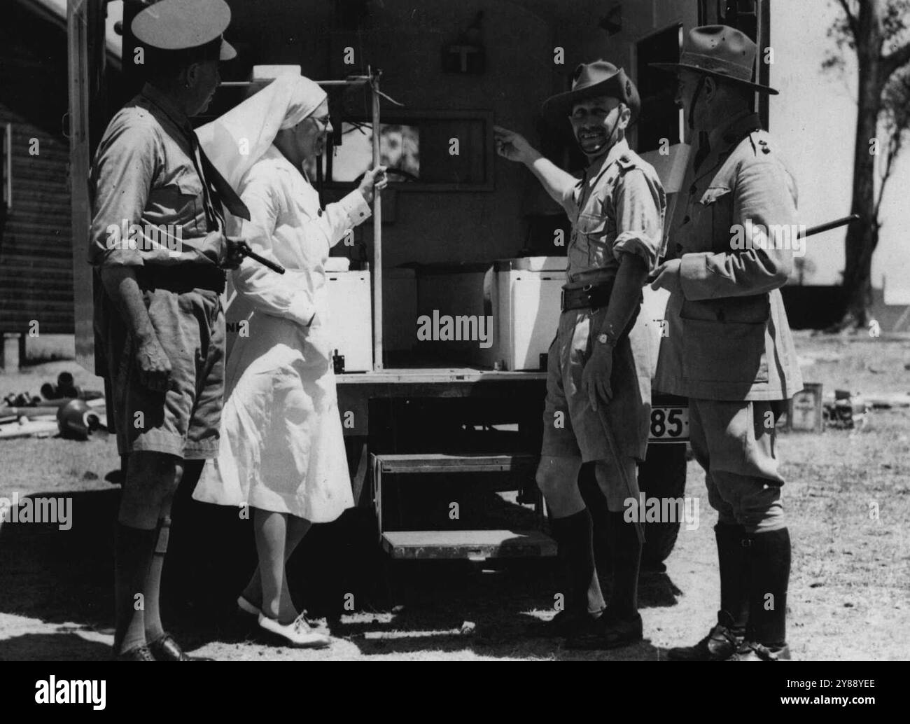 From left to right: Major *****, Matron Fall, Col. J. Steigrad, Lt. Col ...