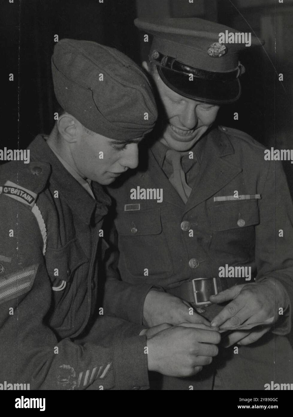 British army commander Cpt. A.L. Pollock of Deoltand & U.S. Pte. Alfred ...