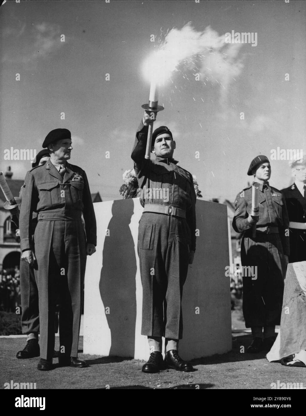 "Monty" Lights "Torch Of Freedom" Ceremony AT Portsmouth -- R.S.M. D ...