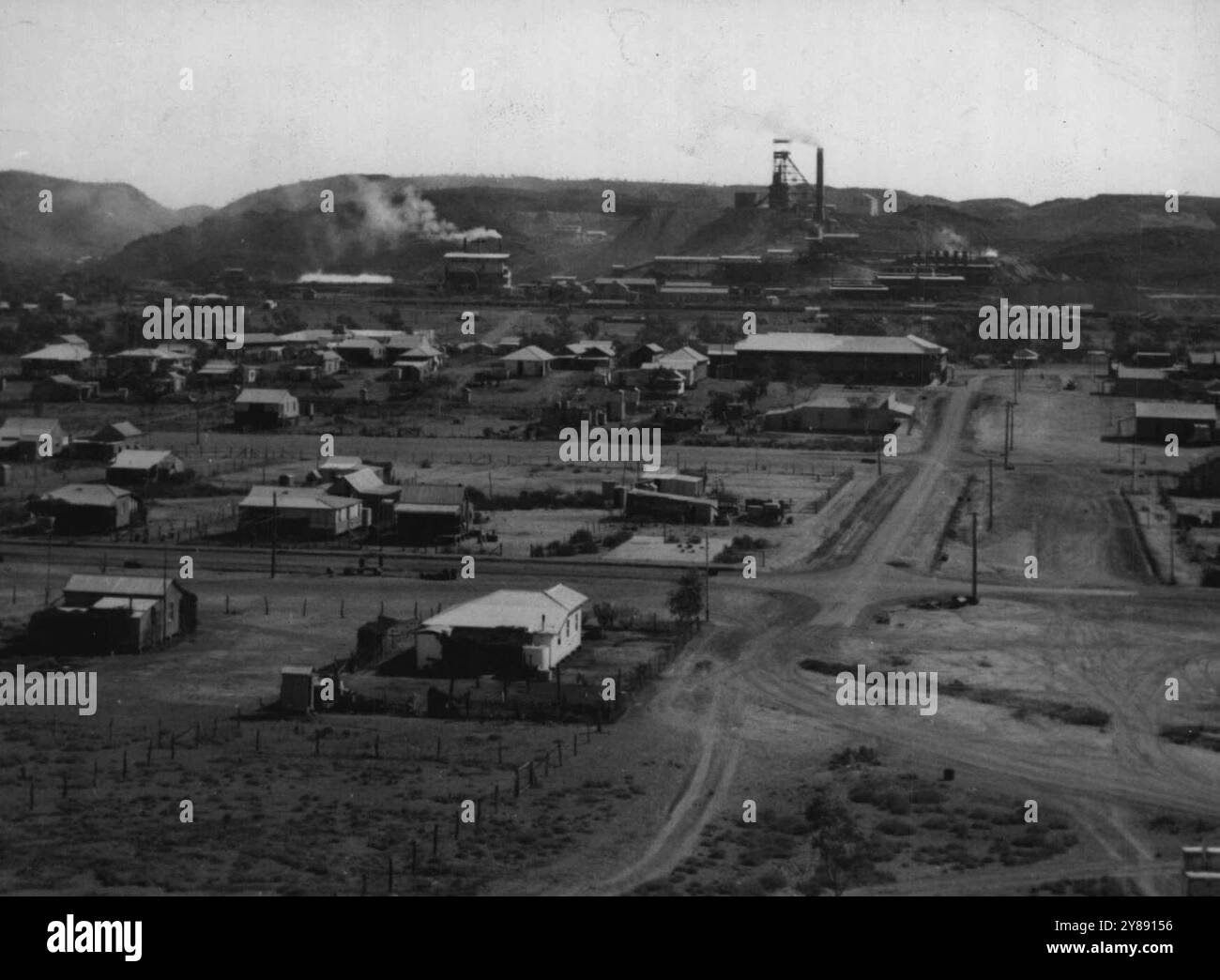 The mine head at Mt. Isa seen from the town. February 20, 1939 Stock ...