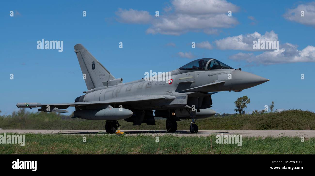 An Italian Air Force Eurofighter Typhoon taxis prior to take off during ...