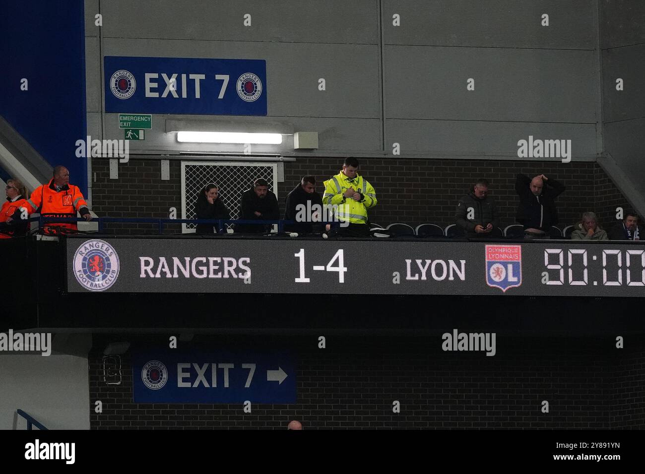 The scoreboard showing a 4-1 scoreline to Lyon after the UEFA Europa ...
