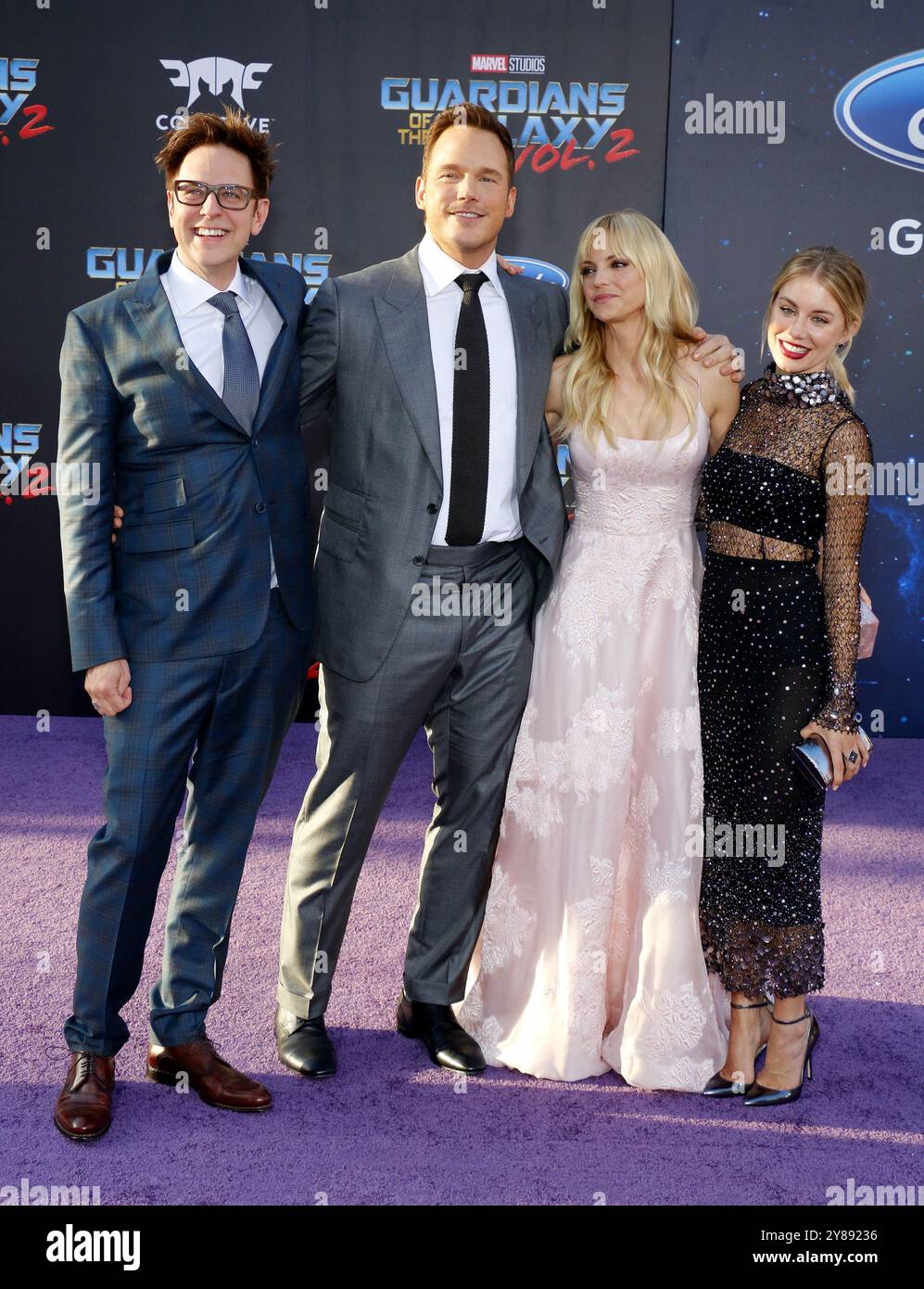 James Gunn, Chris Pratt, Anna Faris and Jennifer Holland at the Los ...