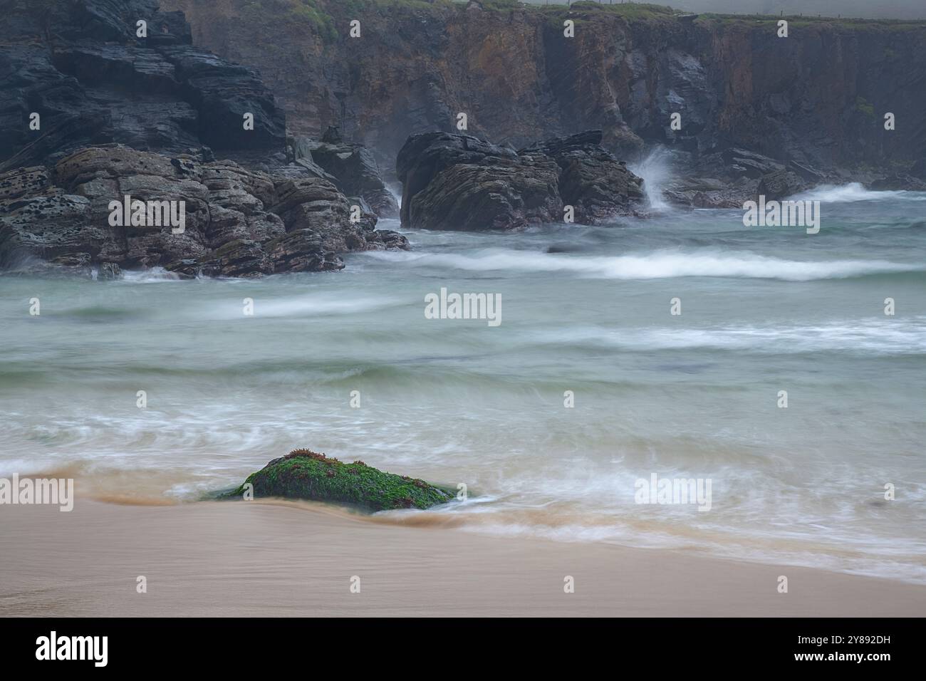 Mystical Coastal Rocks and Ocean Waves at Clogher Beach Stock Photo - Alamy