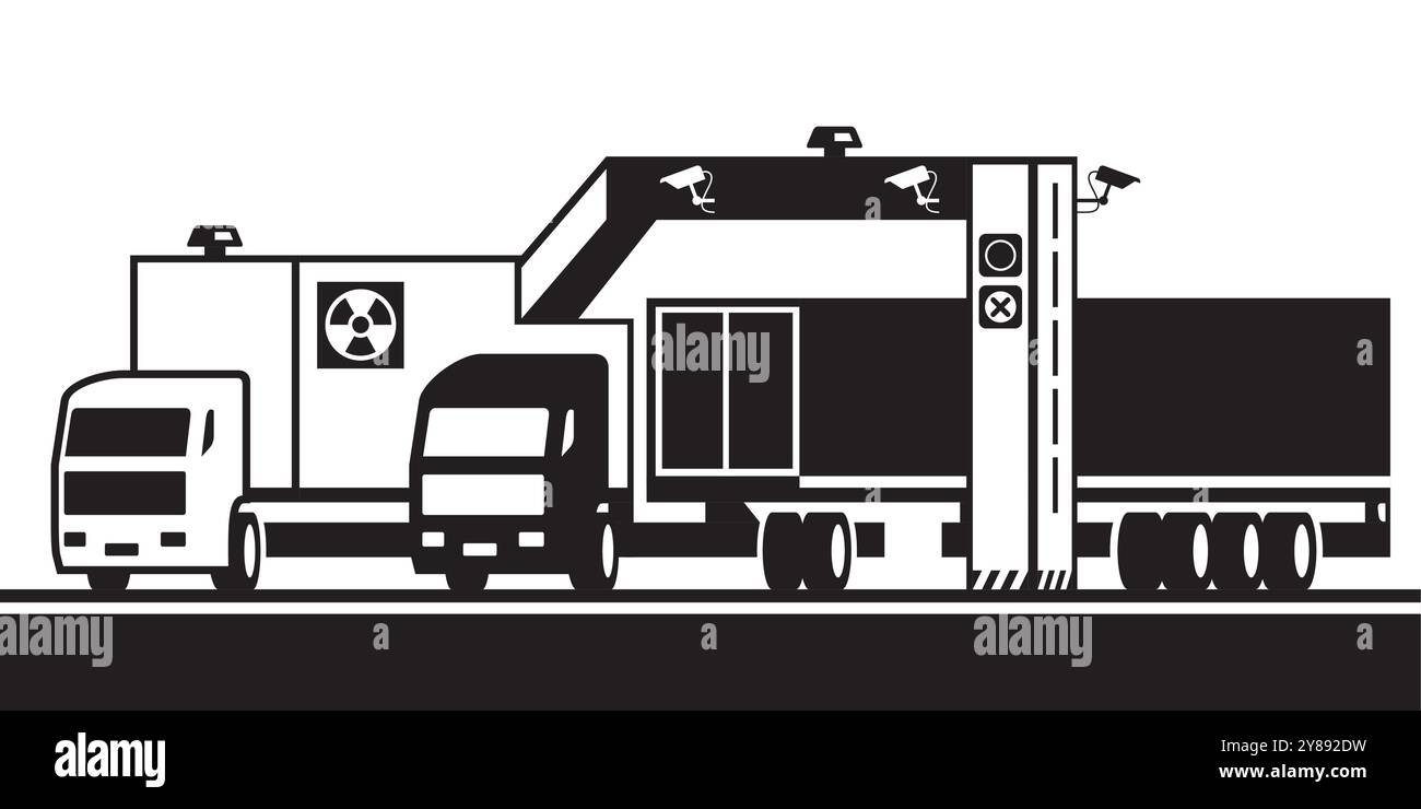 Mobile truck and cargo X Ray scanning at customs house – vector ...
