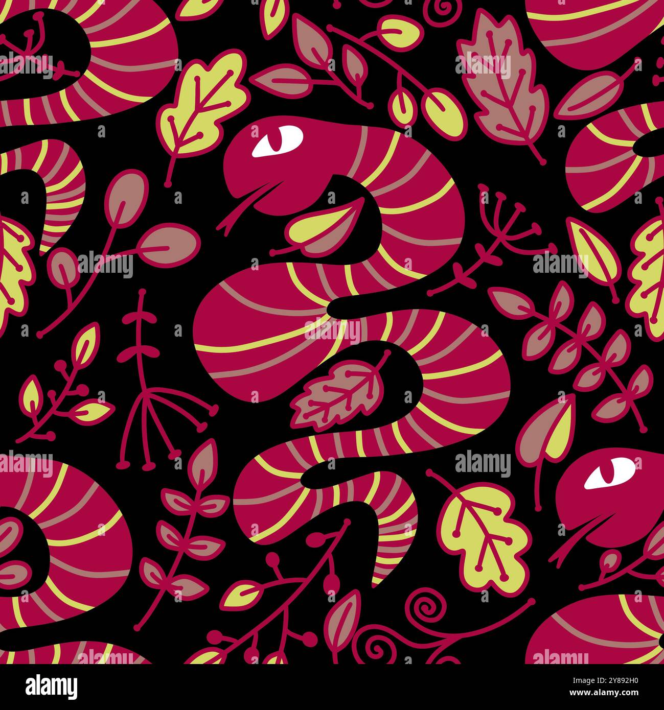 Summer cartoon animals seamless snake pattern for wrapping paper and ...