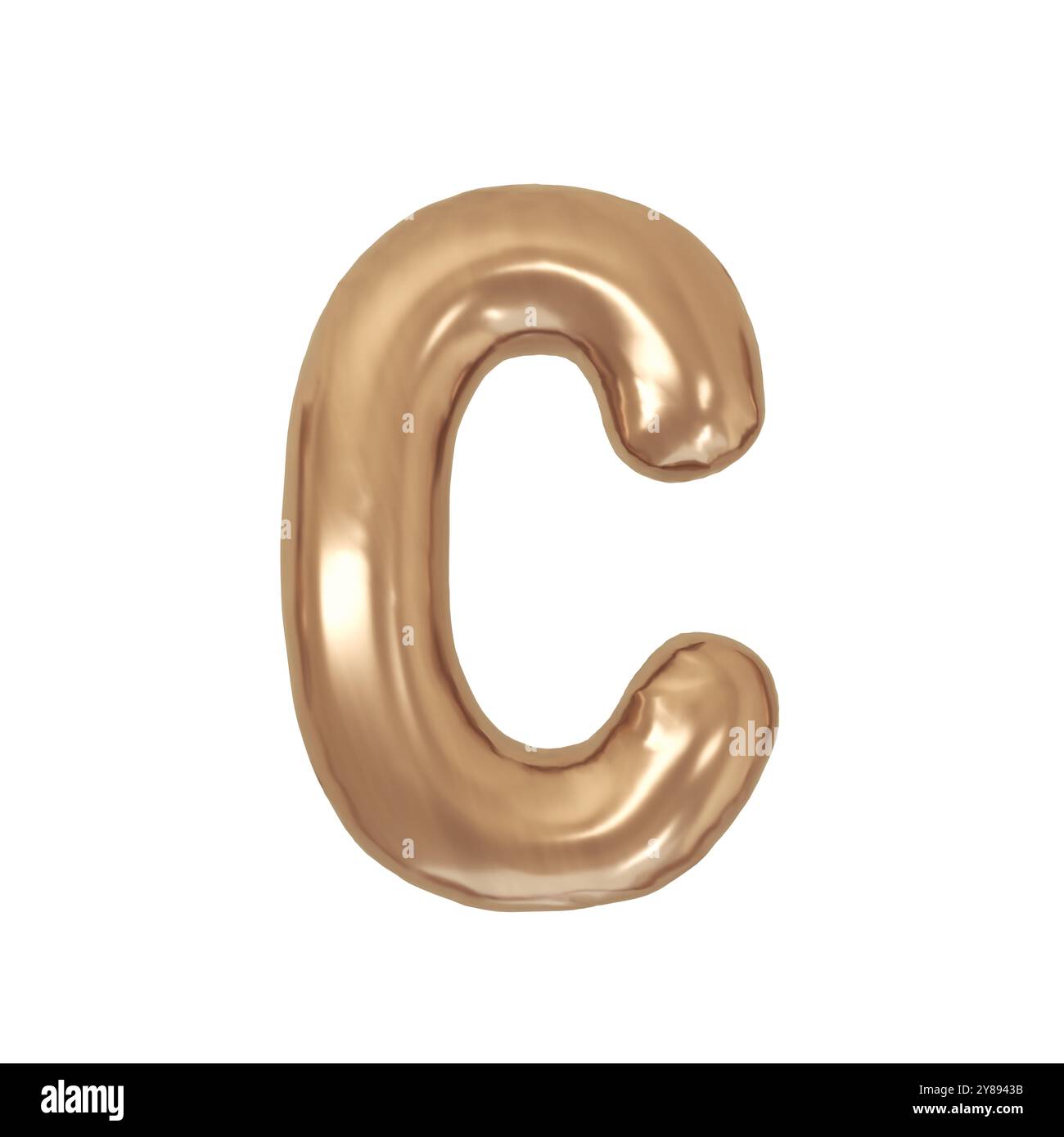 Balloon letter C in gold isolated on a white background. 3d ...