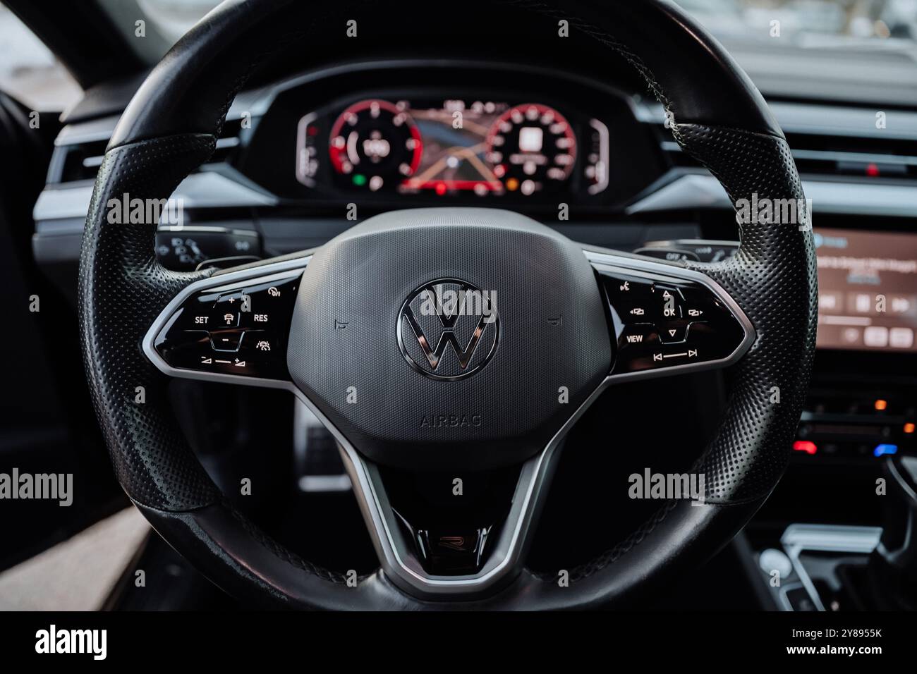 Vinnitsa, Ukraine - January 22, 2024 : Volkswagen Arteon steering wheel ...