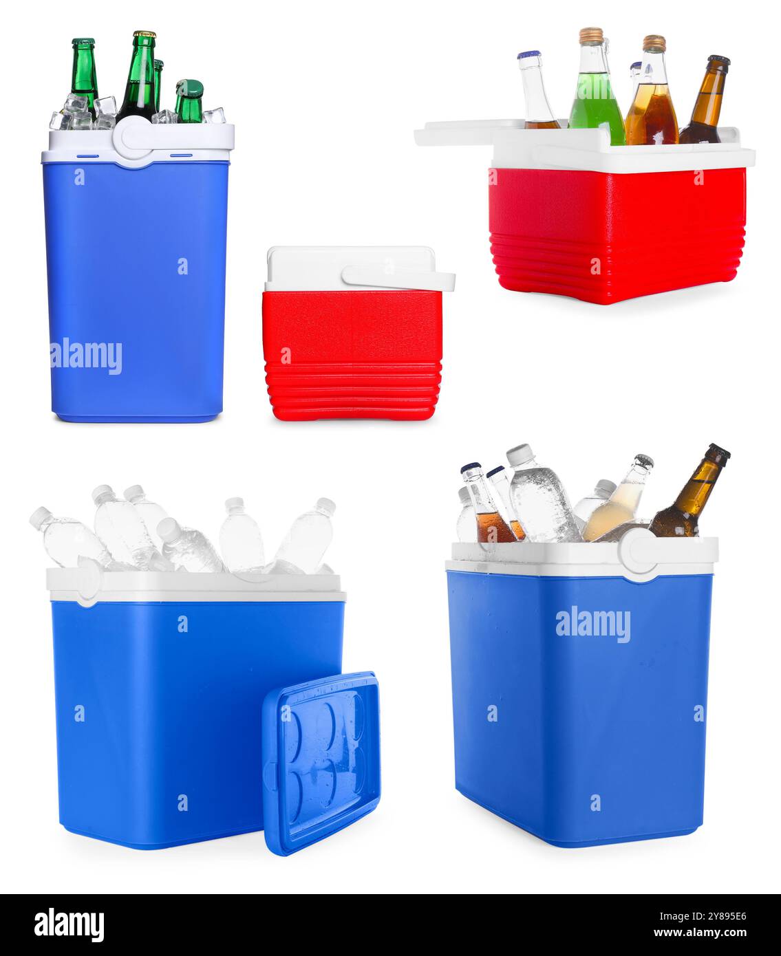 Different cool boxes isolated on white, set Stock Photo - Alamy