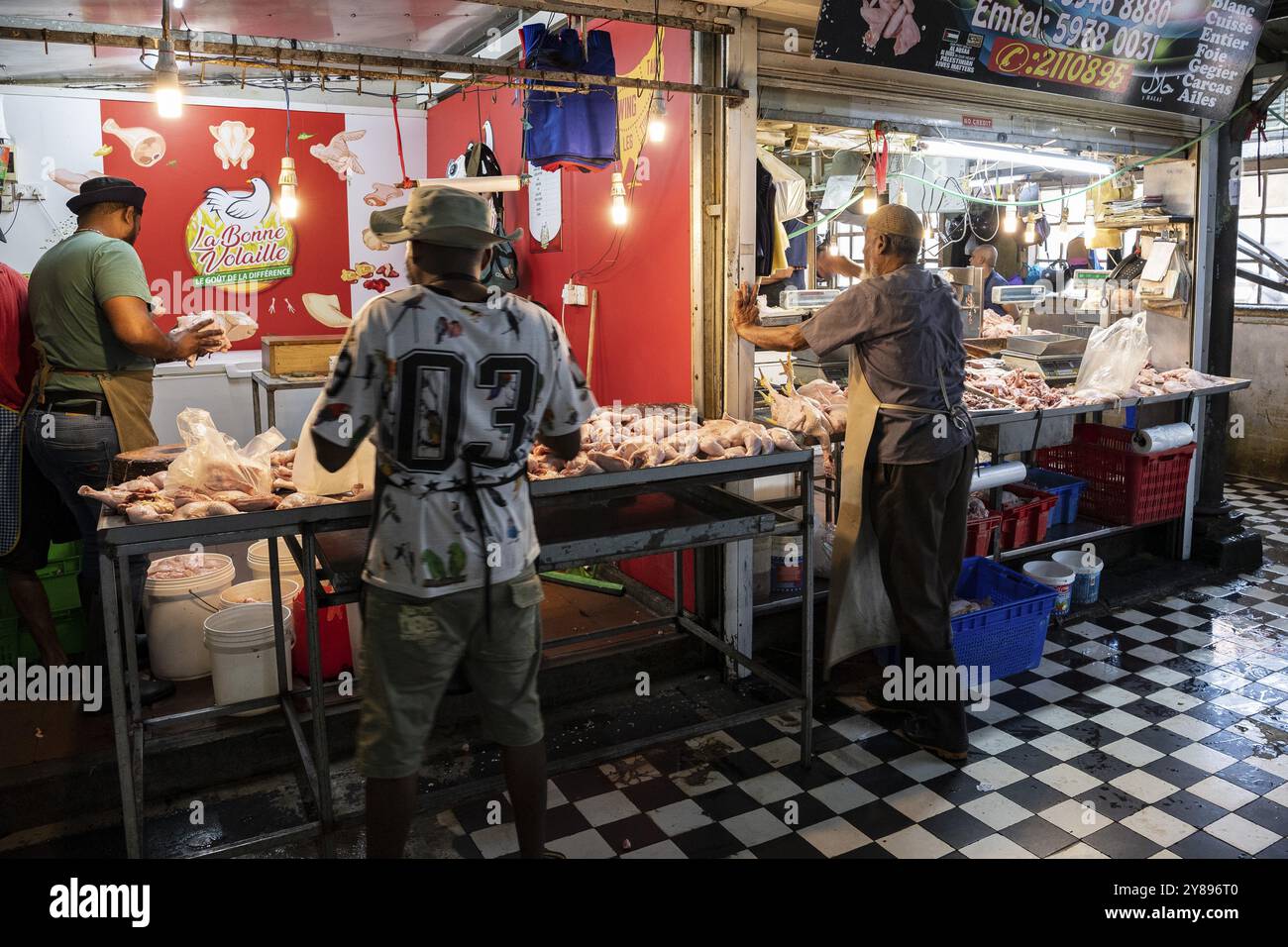 Market, meat hall, old town, Port Louis, Indian Ocean, island ...