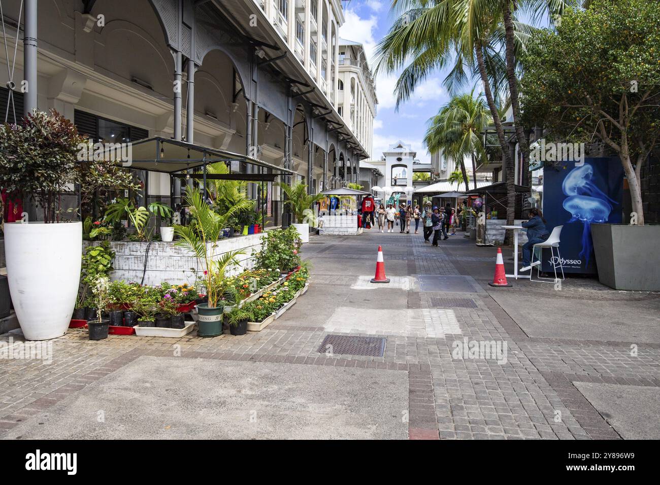 Shopping street, Caudan Waterfront, Port Louis, Indian Ocean, Island ...