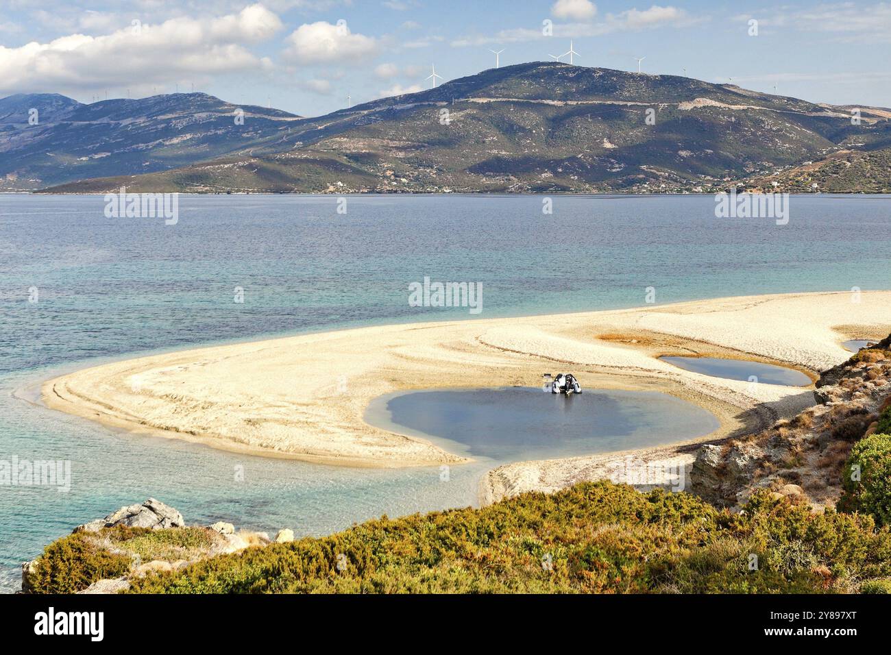 The beach Megali Ammos of Marmari in Evia, Greece, Europe Stock Photo ...
