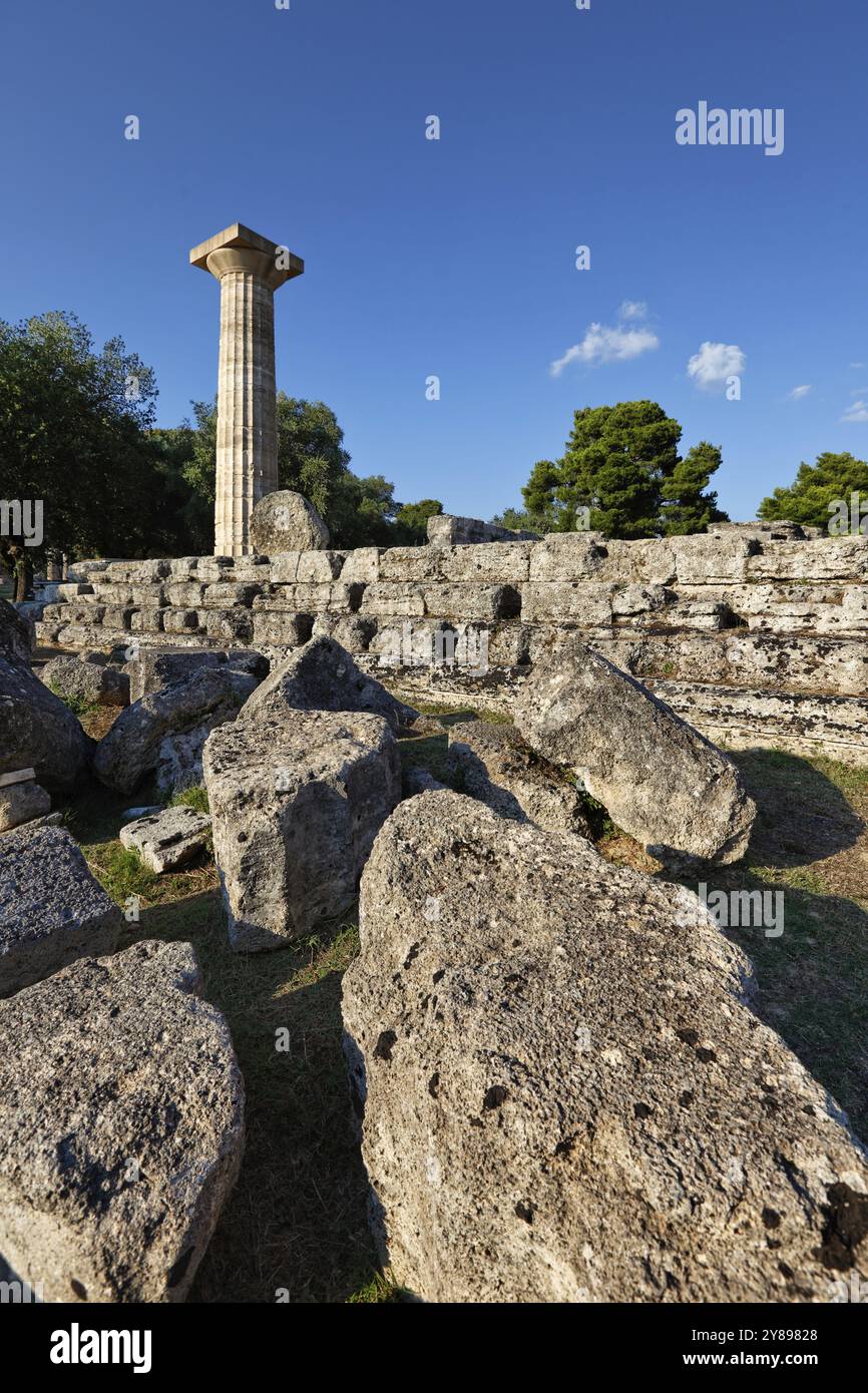 Temple of Zeus monument (470-457 B.C.) in Olympia, Greece, Europe Stock ...