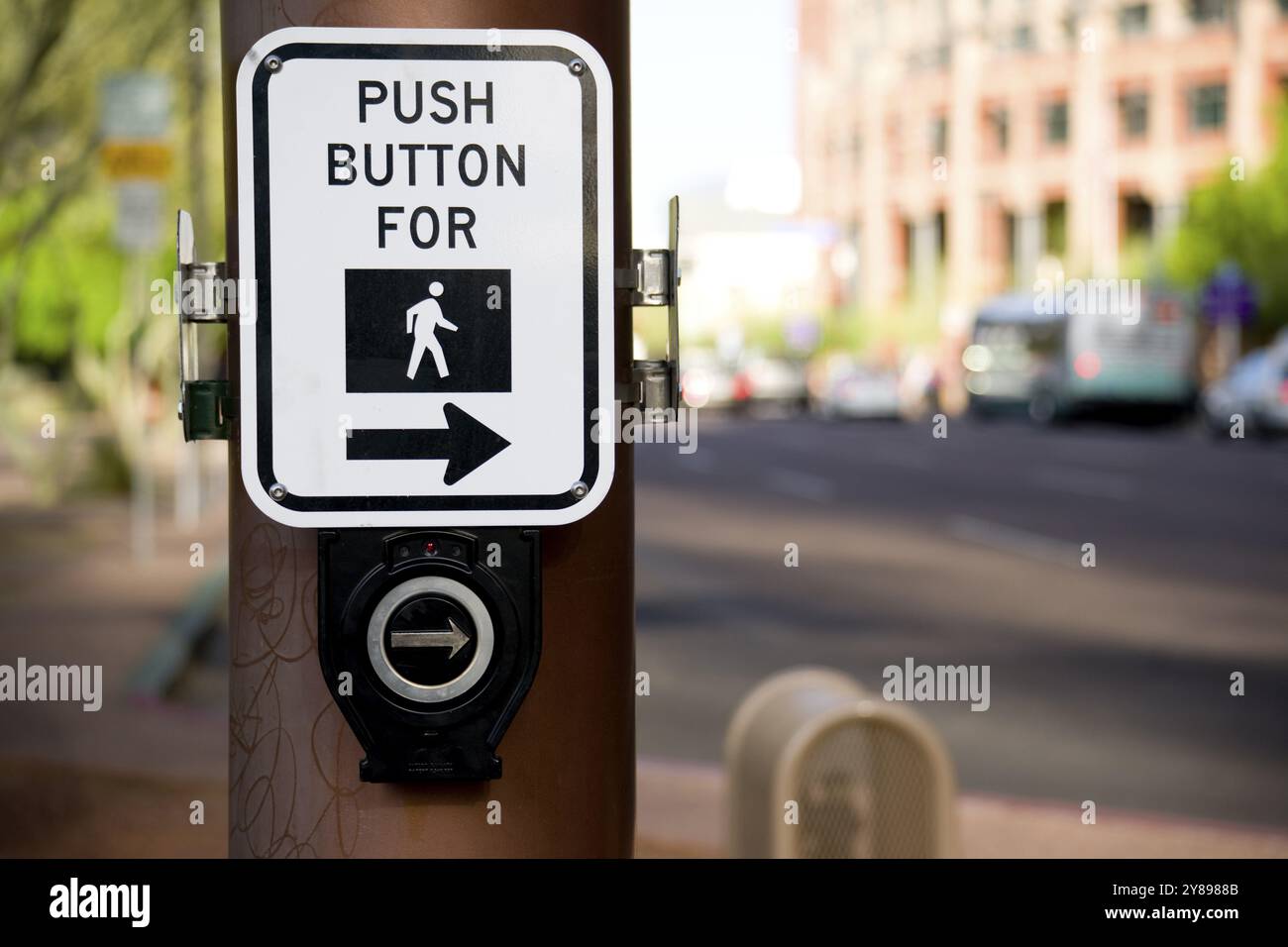 A button downtown to help pedestrians get going Stock Photo - Alamy