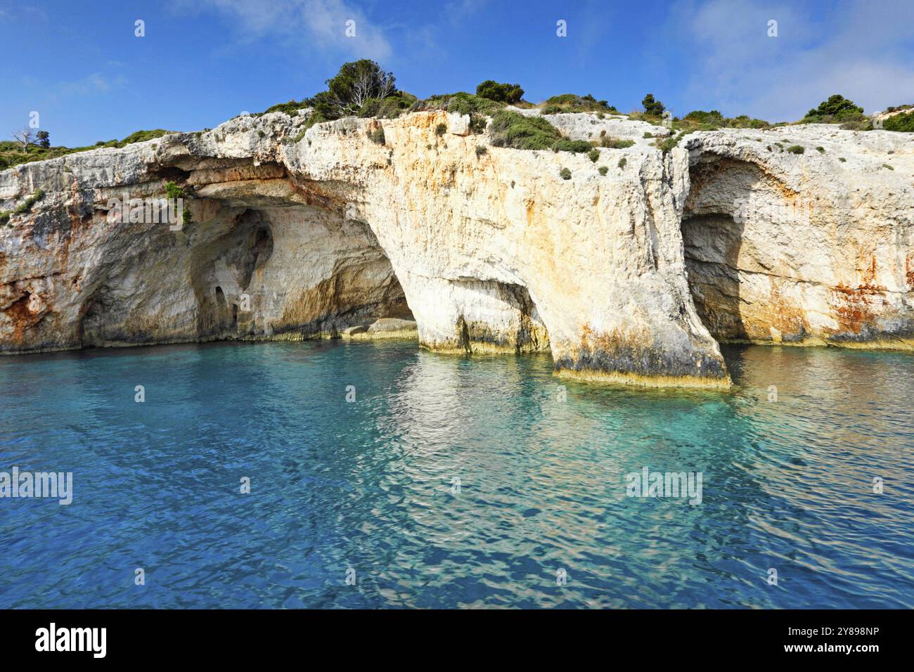 The famous Blue Caves in Zakynthos island, Greece, Europe Stock Photo ...