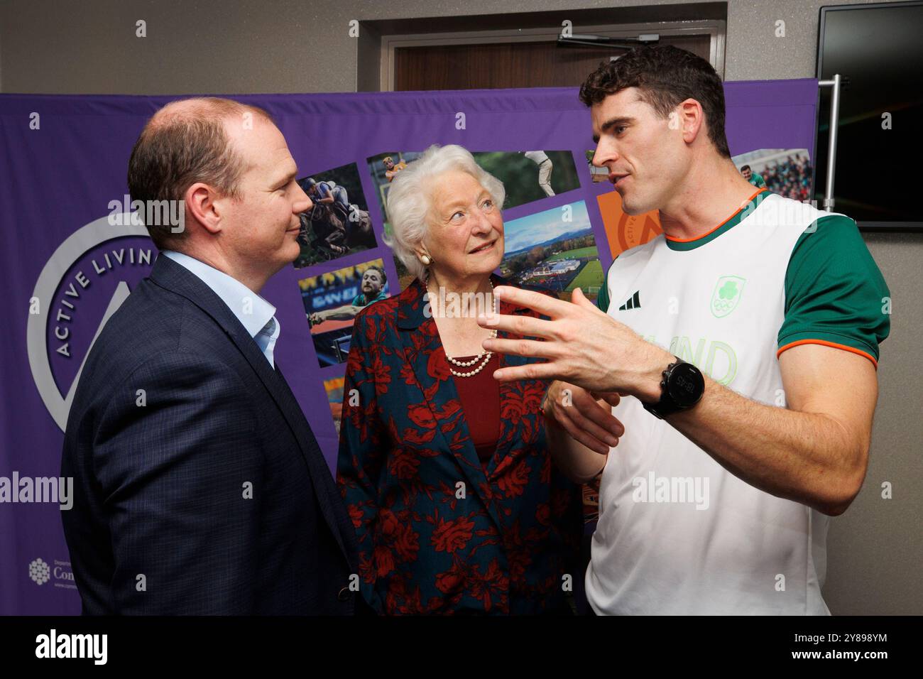 (from left) Communities Minister Gordon Lyons, Dame Mary Peters and ...
