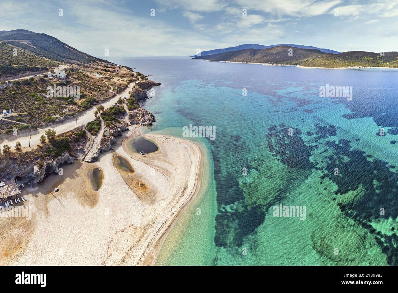 The beach Megali Ammos of Marmari in Evia island, Greece, Europe Stock ...