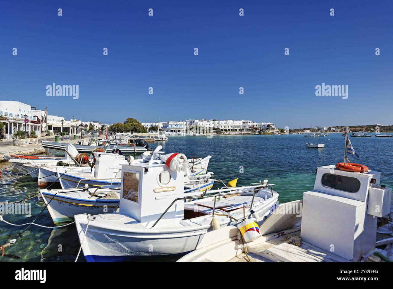 Boats at the port of Antiparos island, Greece, Europe Stock Photo - Alamy