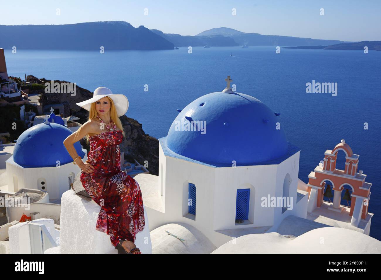 Beautiful Greek woman in Santorini, Greece, Europe Stock Photo - Alamy