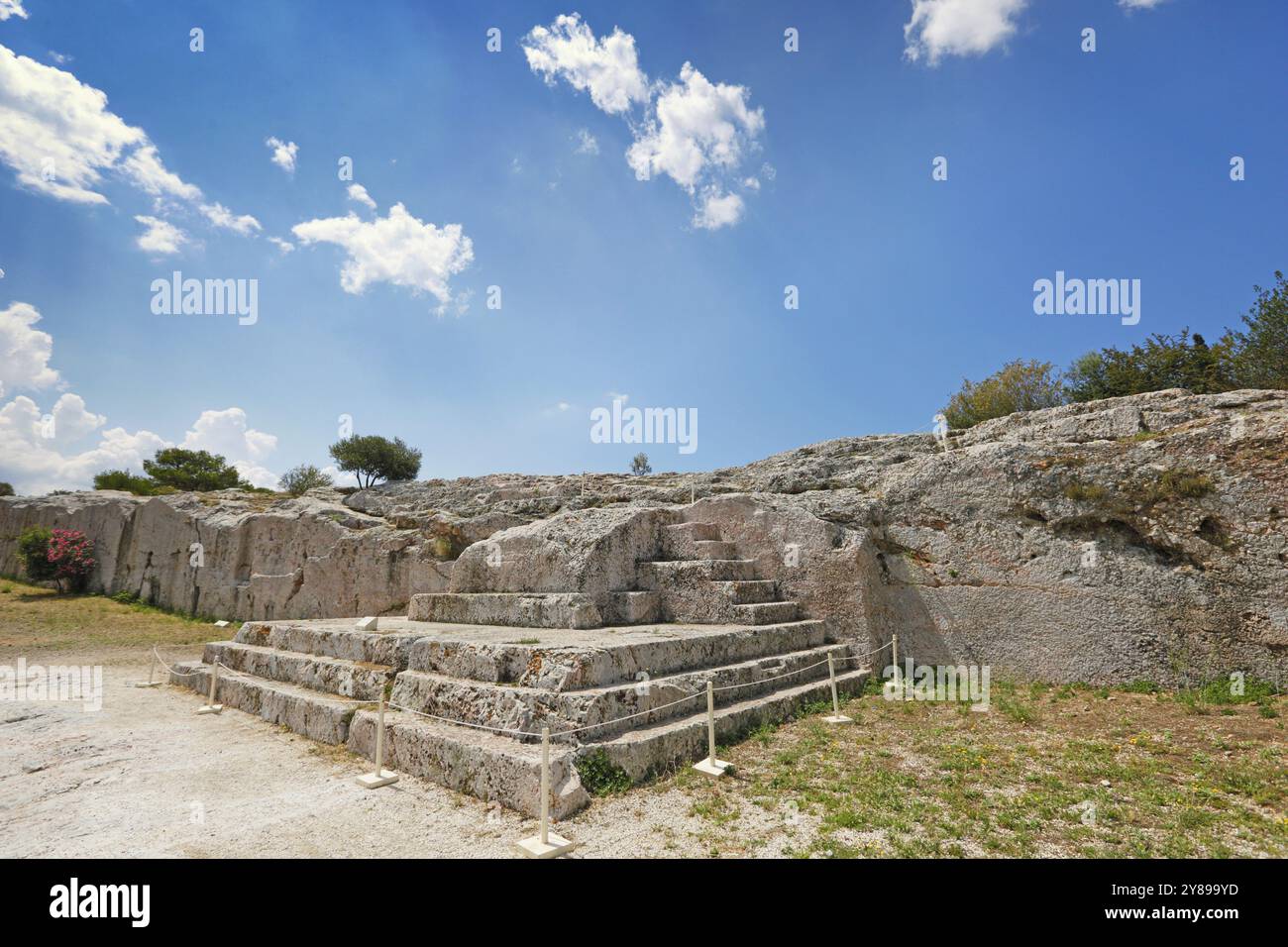 The Pnyx (507 B.C.) with the carved steps of the speaker's platform ...