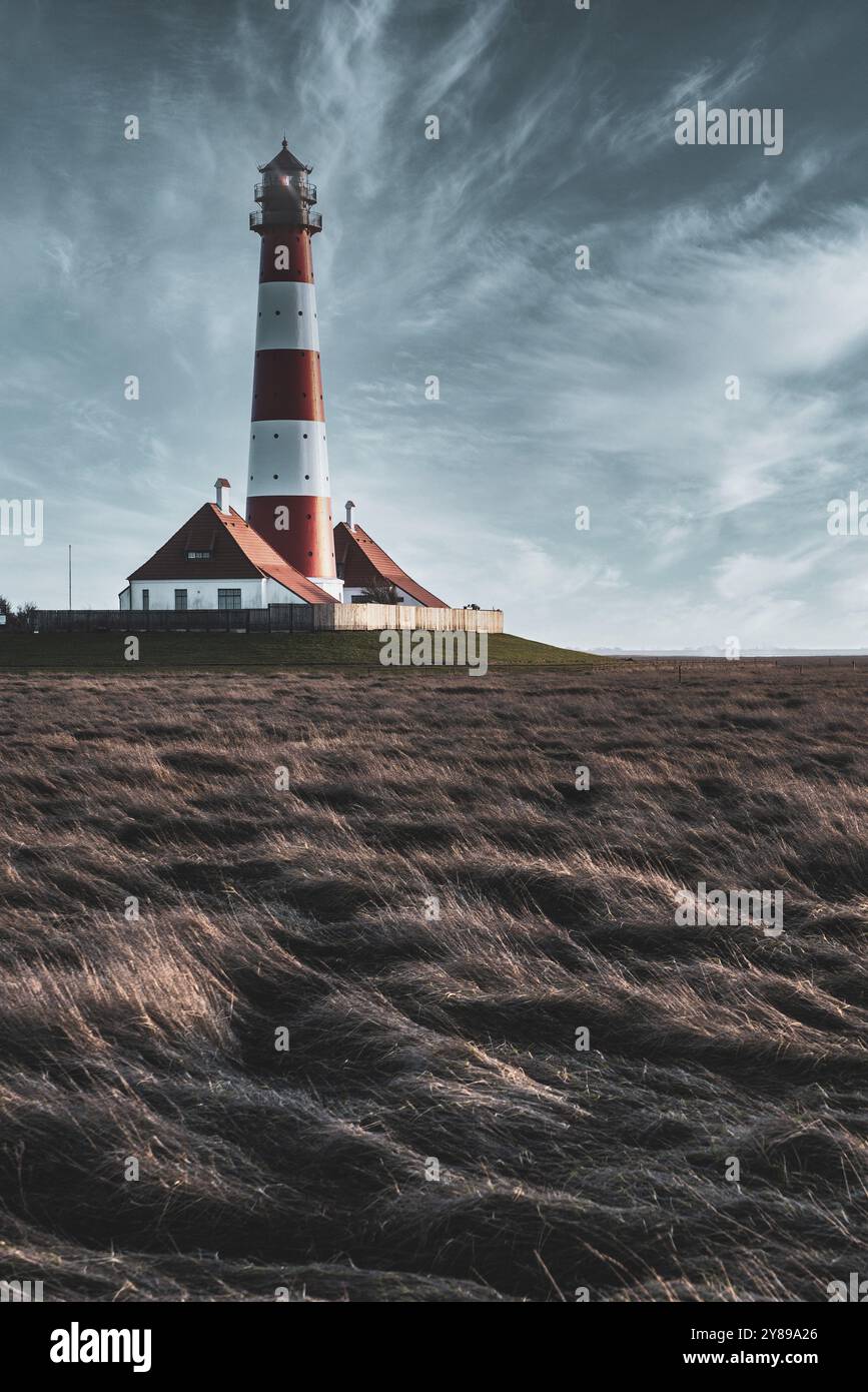 Westerheversand lighthouse on the North Sea a landmark of the ...