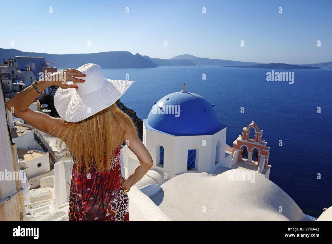 Beautiful Greek woman in Santorini, Greece, Europe Stock Photo - Alamy