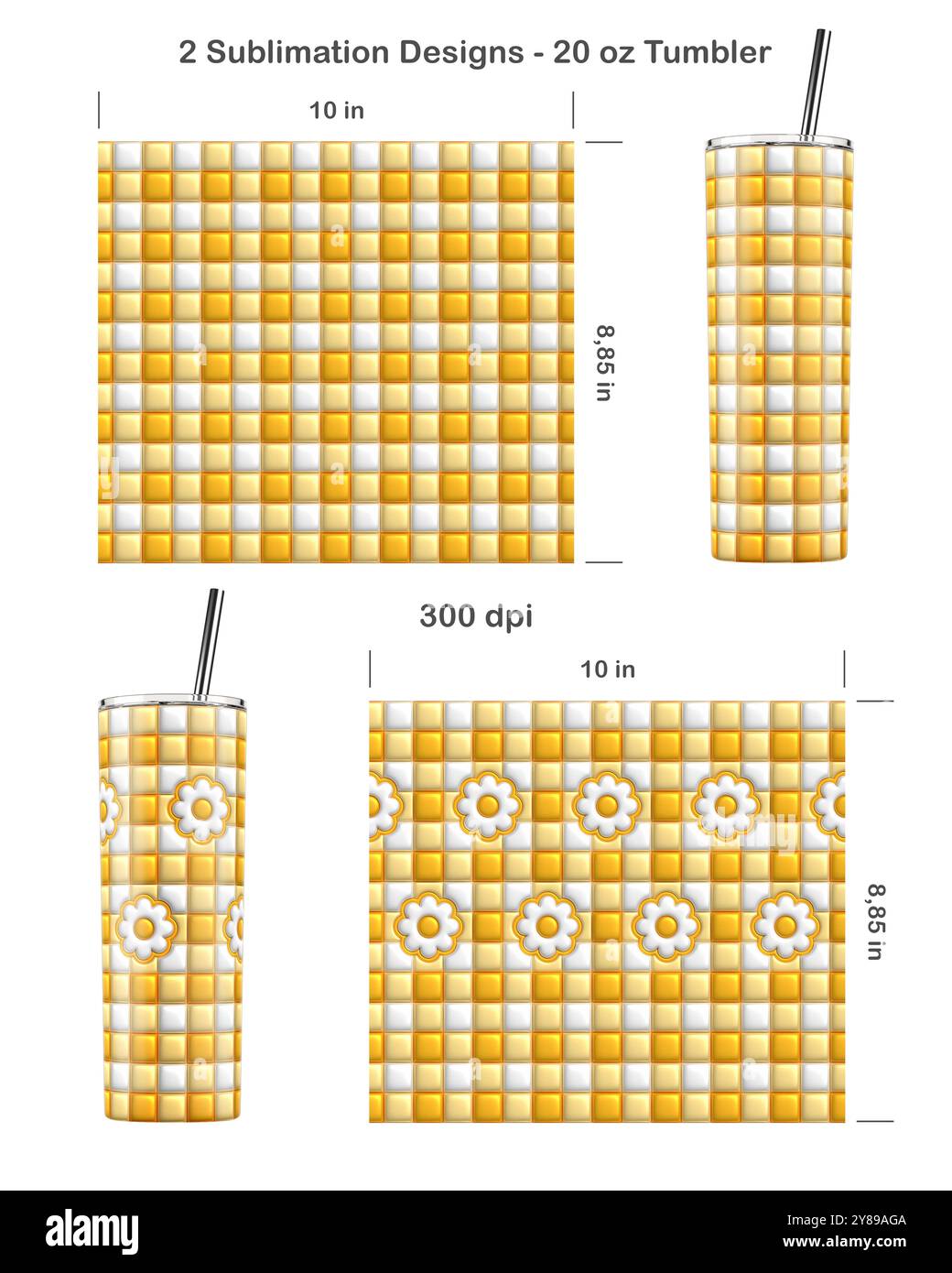 Set of 2 Inflated Puffy Buffalo plaid patterns. Seamless sublimation ...