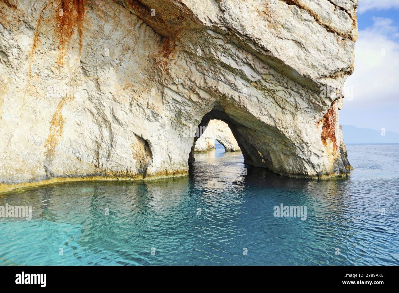 The famous Blue Caves in Zakynthos island, Greece, Europe Stock Photo ...