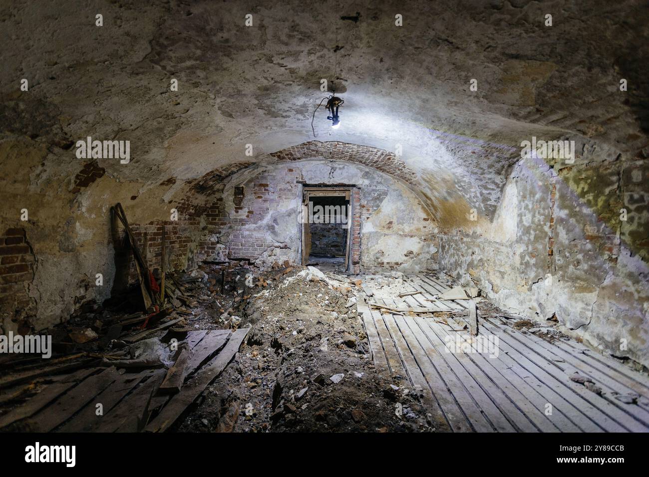 Abandoned empty old dark underground vaulted cellar Stock Photo - Alamy