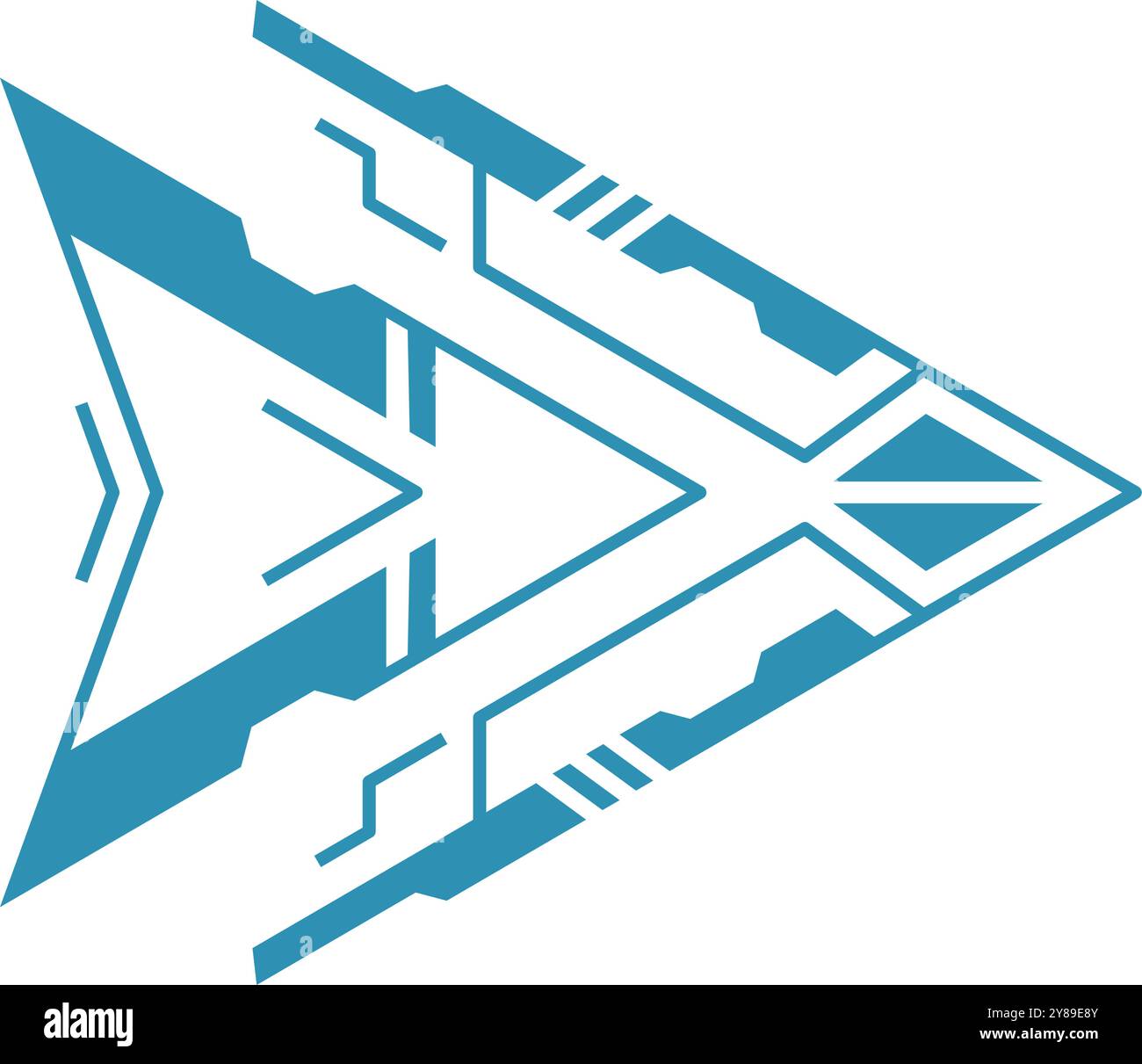 Cyberpunk game cursor. Blue arrow for digital dashboard isolated on white background Stock ...