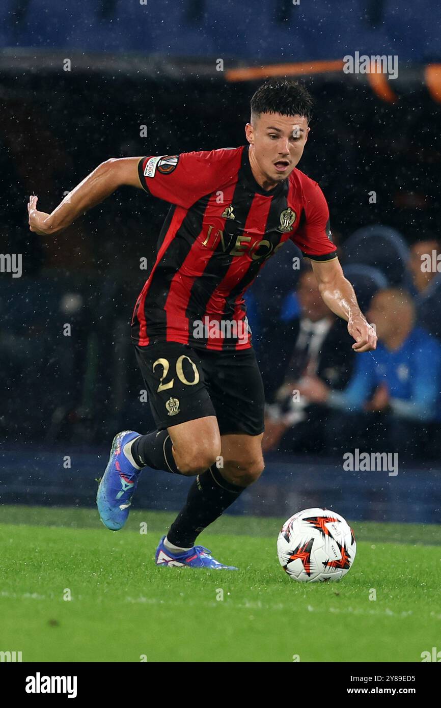 Rome, Italy 03.10.2024: Tom Louchet of Nice during the Uefa Europa ...