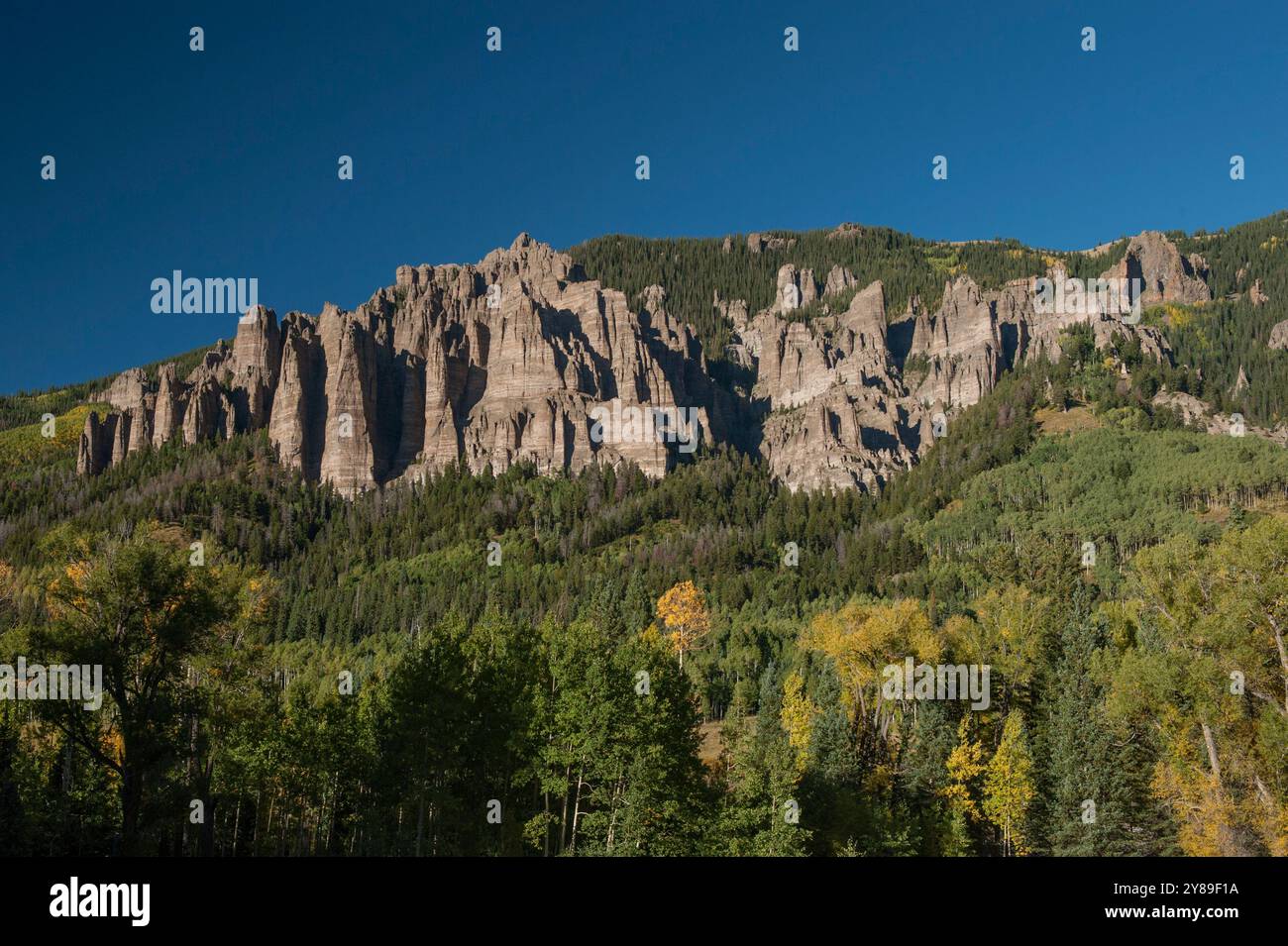 Pinnacles of volcanic tuff near Silverjack Lake, in the high country of ...