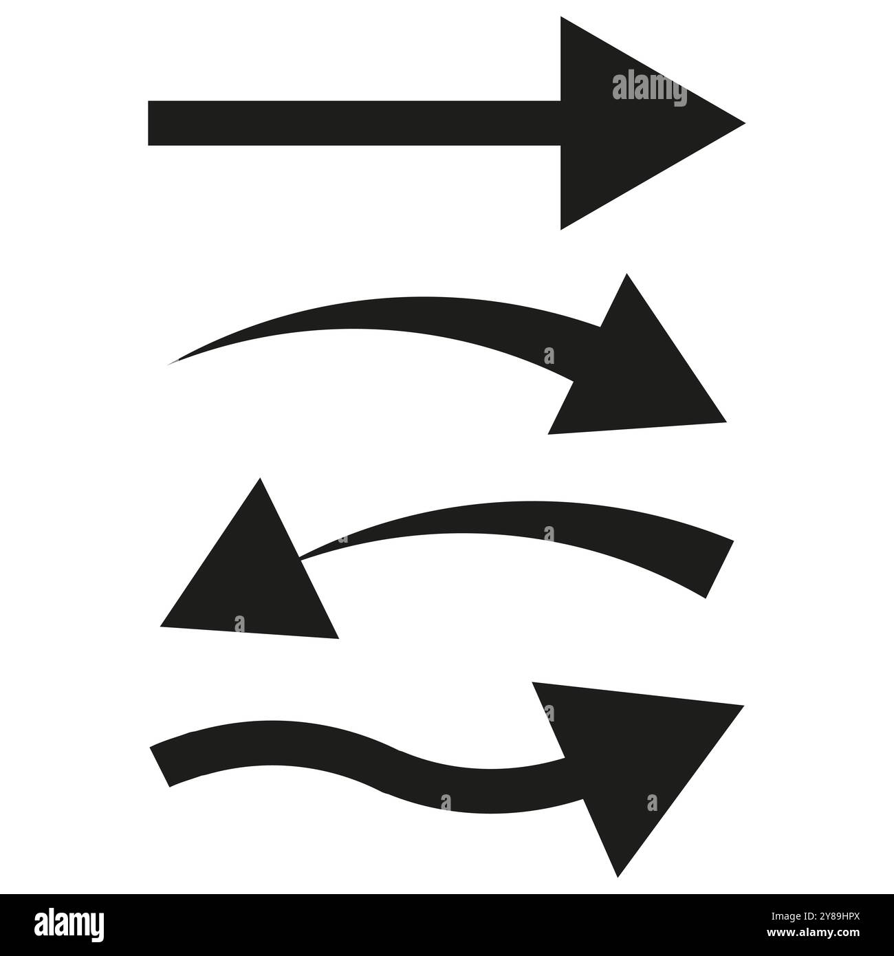 Curved black arrows. Simple arrows in motion. Minimalist arrows design ...