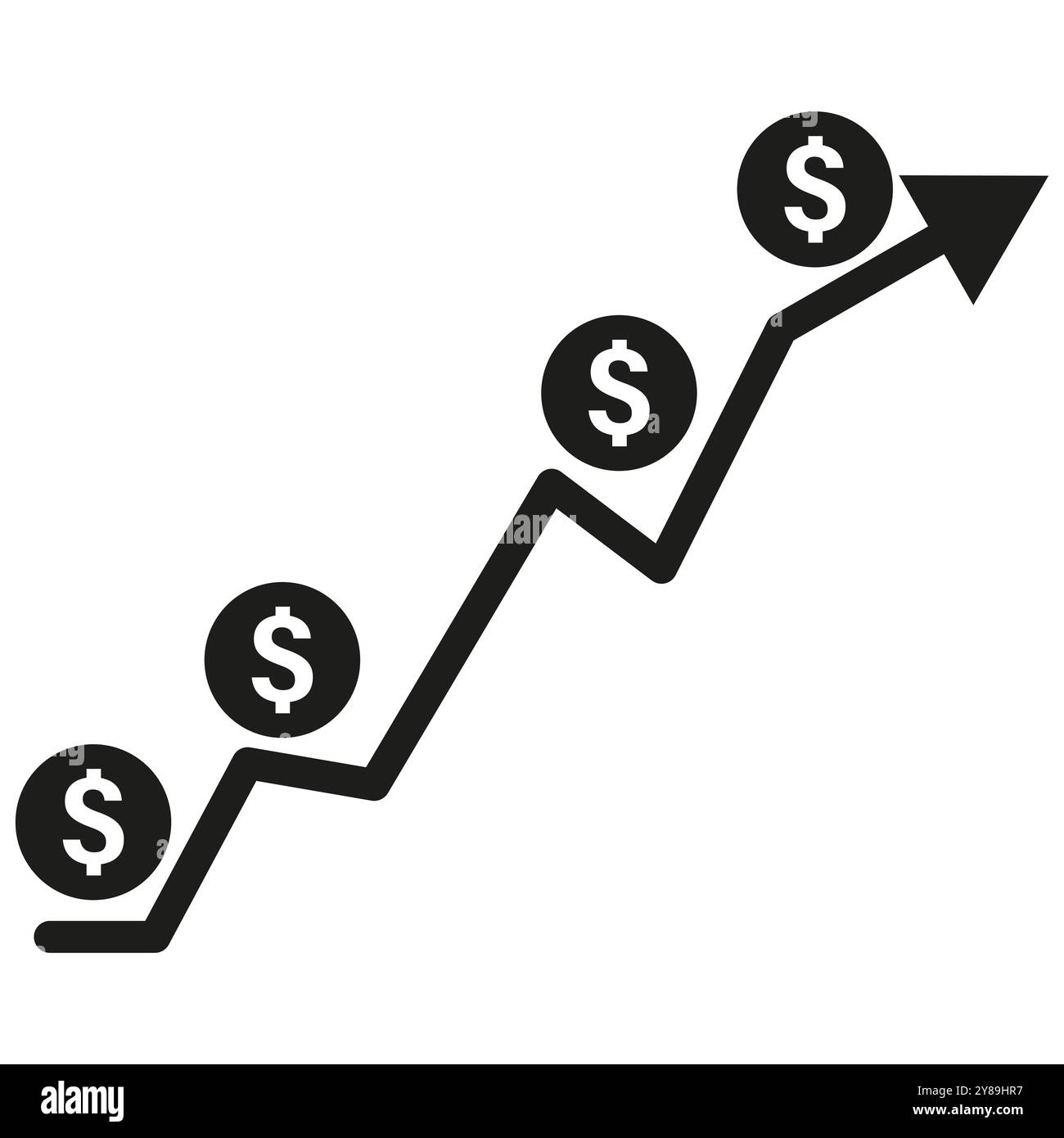 Rising arrow graph. Dollar sign vector. Financial growth symbol ...
