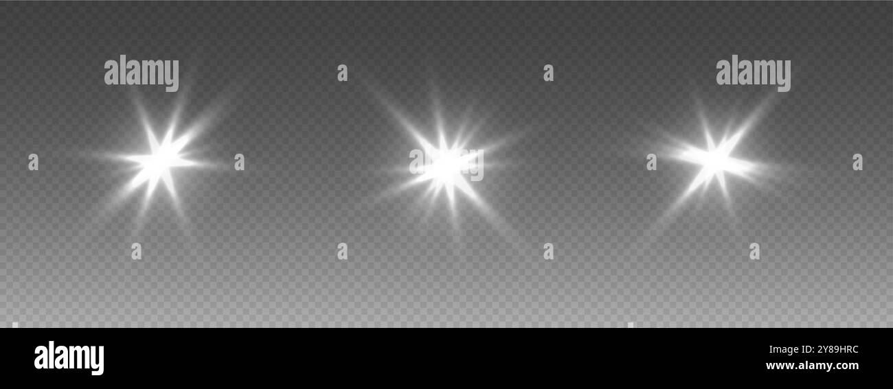 White lens flare, glowing star with rays, shiny flash spark, bright cosmic explosion Stock ...