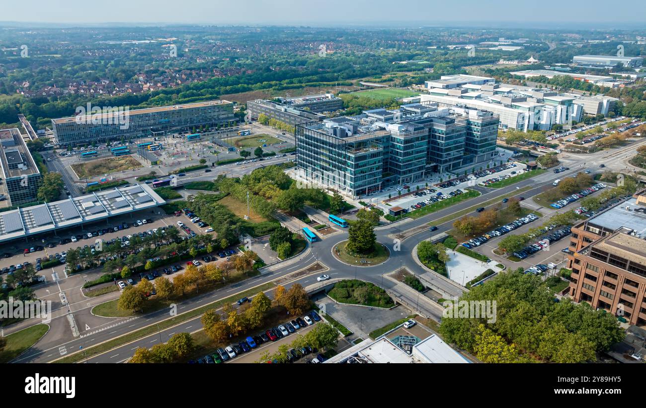 Aerial view of Milton Keynes, a city in Buckinghamshire, England, UK ...