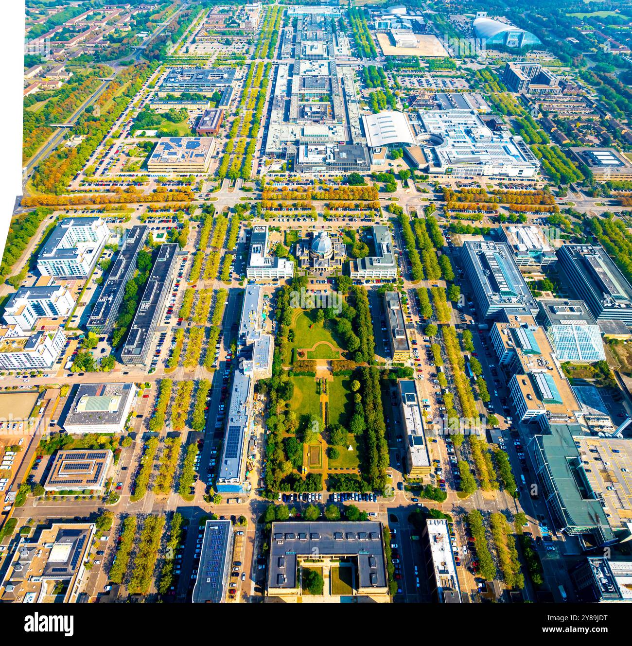 Aerial view of Milton Keynes, a city in Buckinghamshire, England, UK ...